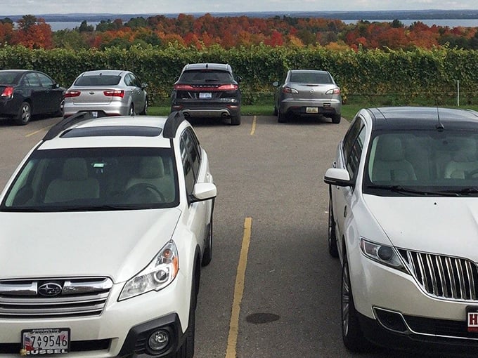 Even the parking lot offers a view &ndash; where else can you leave your car amid such spectacular fall foliage?