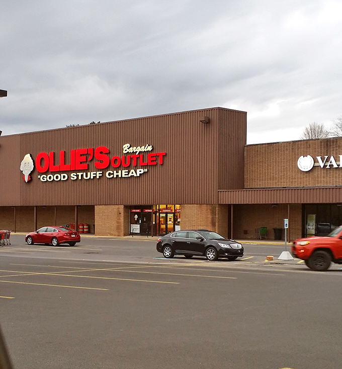 The exterior view showcases Ollie's prominent position in the shopping center&mdash;like a discount lighthouse guiding budget-conscious West Virginians safely to shore.