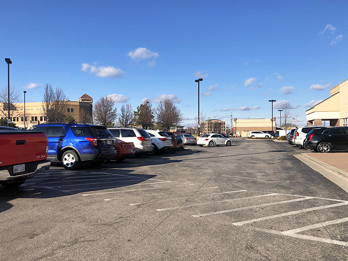The parking lot: first stop on your treasure hunting expedition. Each empty space represents someone inside finding their perfect something.