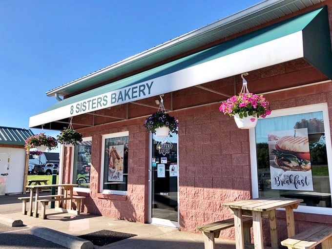 The outdoor seating area says, "Yes, you can have your pie and enjoy the sunshine too." Those hanging baskets aren't just decorative &ndash; they're witnesses.
