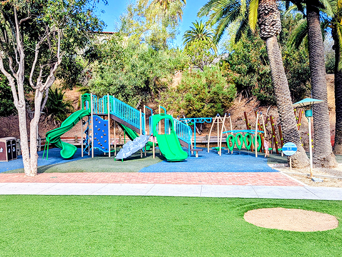 People's Park playground sits ready for little adventurers, proving Avalon caters to sailors of all sizes &ndash; even those who prefer slides to sails.