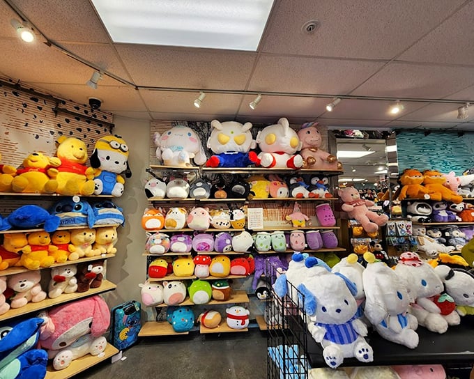 Plush paradise! This stuffed animal wonderland makes adults wonder if it's socially acceptable to cuddle a giant Minion in public. (Hint: it is.)