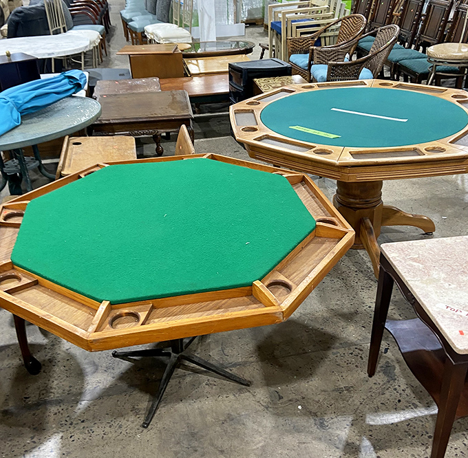Poker tables await their next game night heroes&mdash;where family fortunes of pretzel sticks and bragging rights will be won and lost.