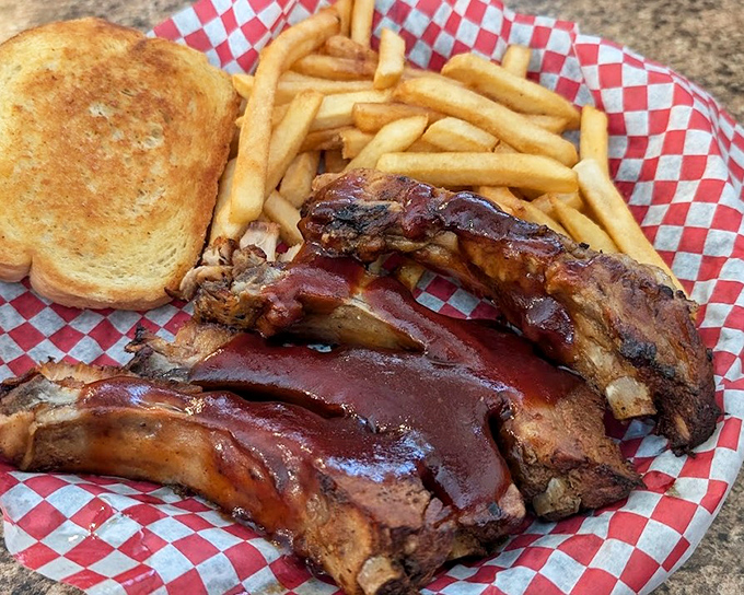 Ribs that don't just fall off the bone&mdash;they practically jump. Served with fries and toast because no one ever said "I wish this delicious meal had fewer carbs."