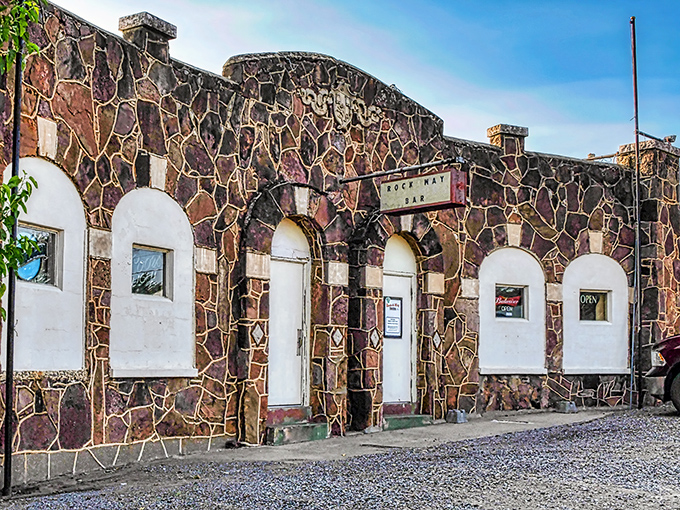 The Rock-A-Way Tavern's distinctive stone facade has witnessed generations of stories, laughter, and probably a few secrets it will never tell.