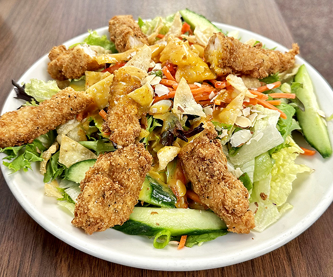 A crispy chicken salad that proves Vic's isn't just about breakfast. Those golden-brown tenders could make a vegetable skeptic reconsider.