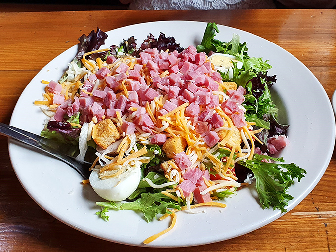 A loaded salad this beautiful almost makes you forget you're supposed to be eating sensibly, emphasis on the word "almost."
