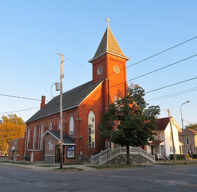 Salem Lutheran Church's brick tower has witnessed generations of Owosso residents through life's celebrations and sorrows.