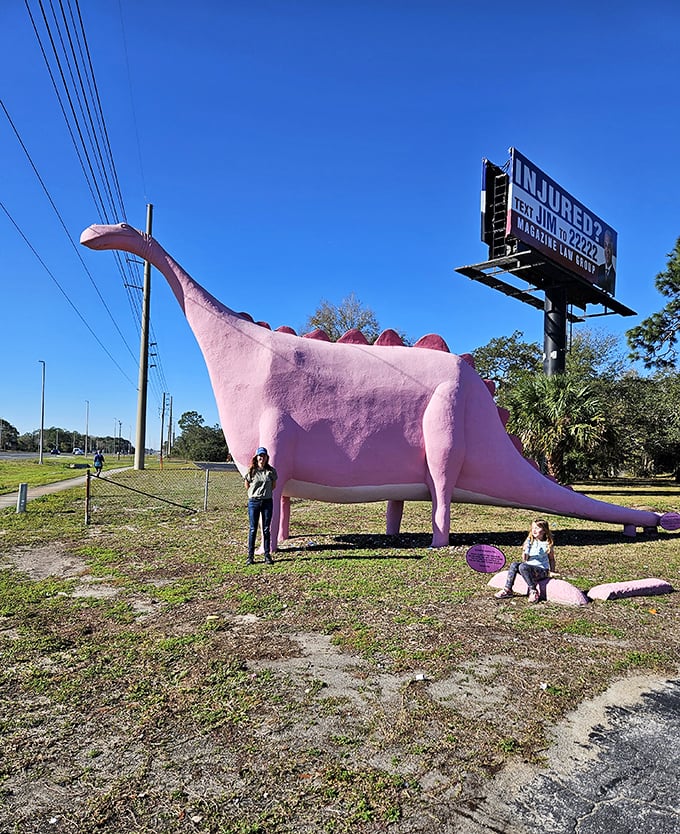 "We came for the beaches but found a dinosaur!" Roadside discoveries like this make the journey as memorable as the destination.
