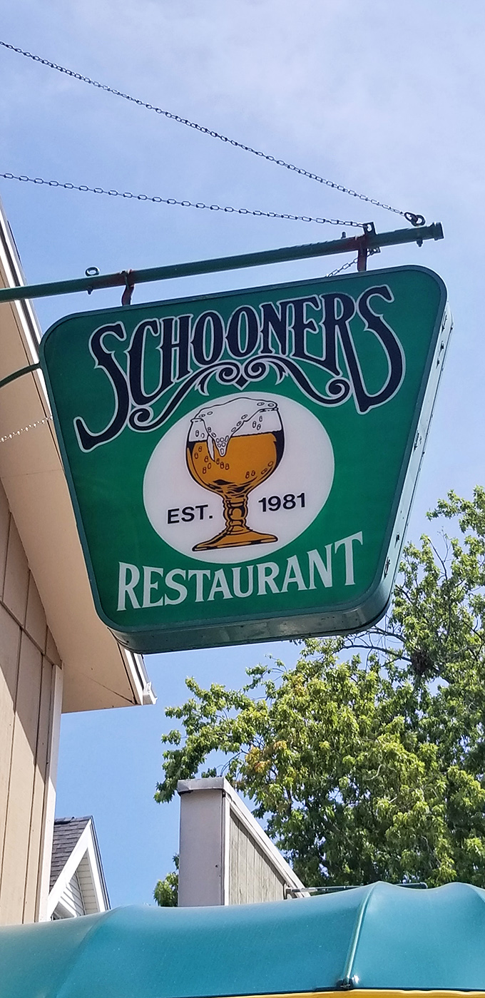 The iconic Schooners sign&mdash;a beacon of hope for the hungry and a landmark for those wise enough to follow its siren call.
