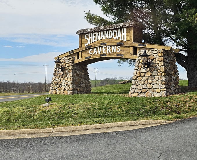 The rustic entrance arch announces your arrival at somewhere special. This stone gateway has welcomed curious explorers for generations.