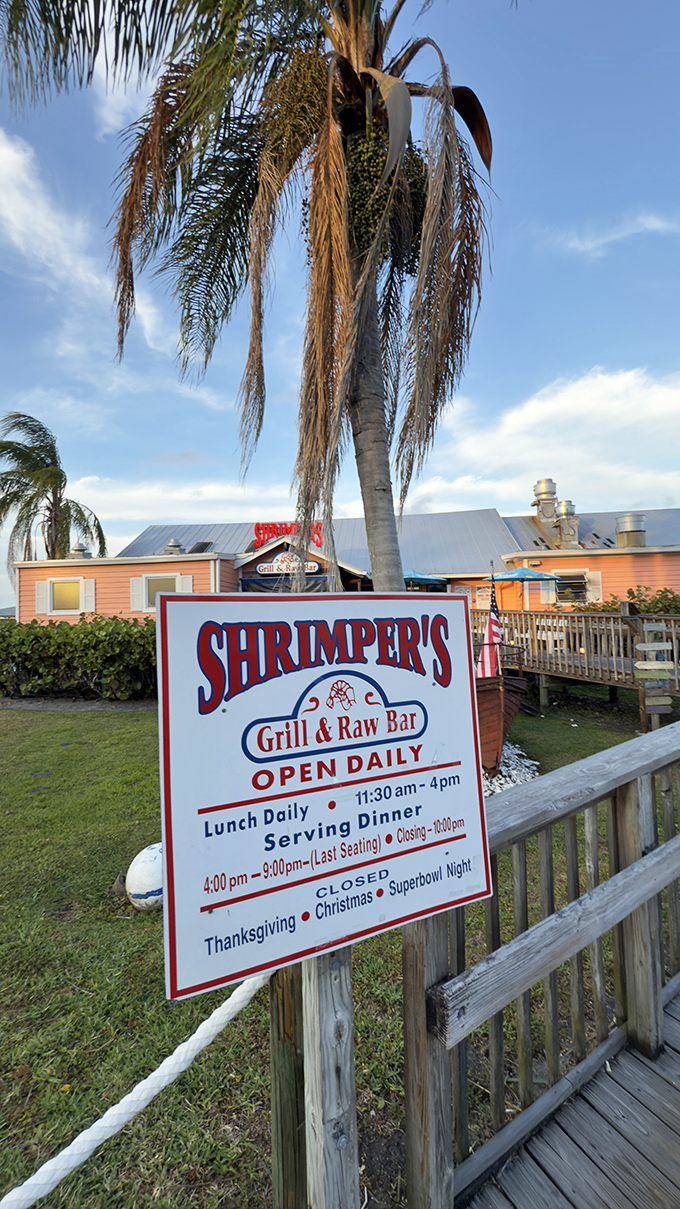 The sign tells you everything you need to know&mdash;they're open daily, serving seafood that's worth planning your entire Florida vacation around.