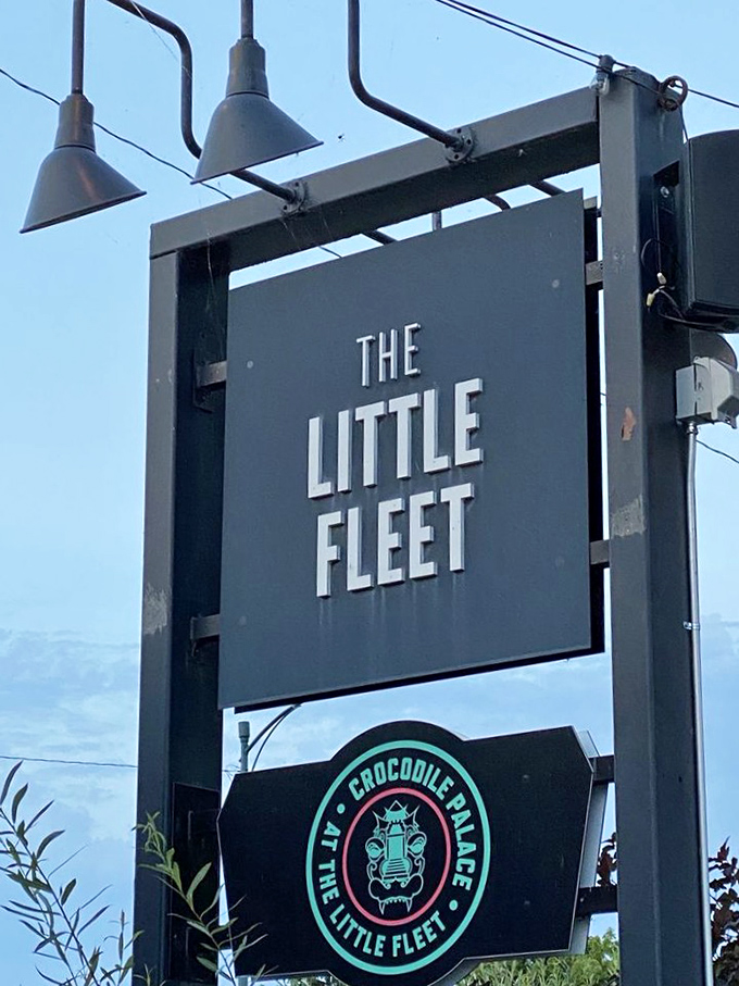 The sign says it all—you've arrived at The Little Fleet, where Traverse City's food scene shines brightest. Follow this beacon to culinary bliss.