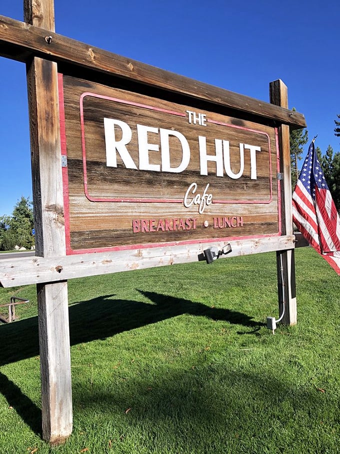 The wooden sign stands as a beacon for breakfast pilgrims&mdash;simple, straightforward, and promising exactly what it delivers: honest food worth remembering.