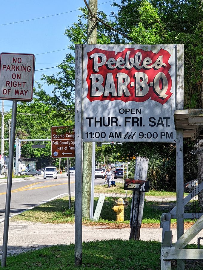 This sign doesn't just mark a location&mdash;it's a beacon of barbecue hope on Old Dixie Highway, guiding hungry travelers to smoky salvation.