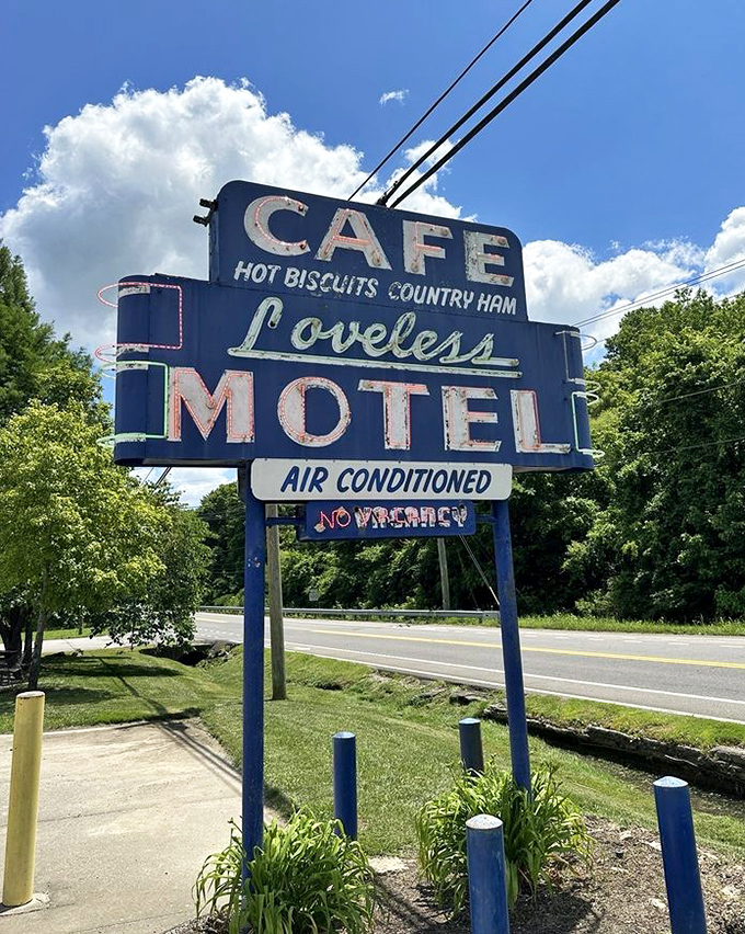 The historic Loveless sign stands as a beacon of biscuit-based bliss. Those three magic words &ndash; "HOT BISCUITS COUNTRY HAM" &ndash; are a promise kept.