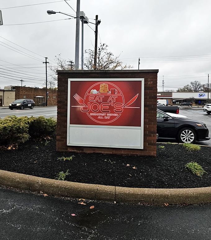 This roadside sign doesn't just mark a location&mdash;it's a beacon of breakfast hope for hungry travelers and locals alike.