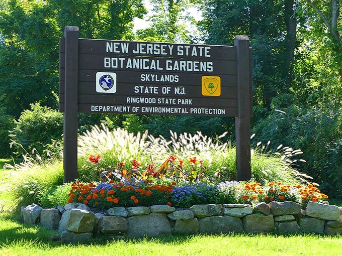 Even the entrance sign gets the royal treatment, surrounded by ornamental grasses and seasonal blooms that offer a preview of wonders within.