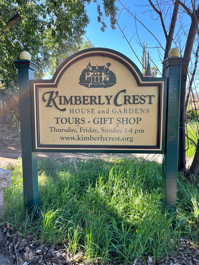 The sign that confirms you've found the right place, though the castle-like silhouette probably gave it away first.