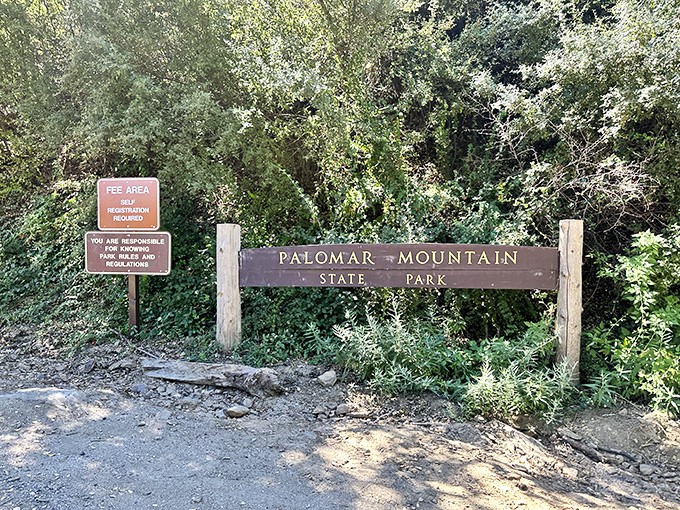 The unassuming entrance sign that marks the boundary between ordinary life and mountain magic. Your adventure begins right here.