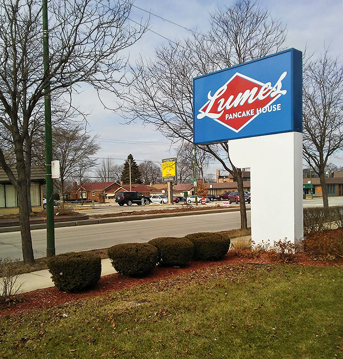 The Lumes sign stands tall against the Chicago sky&mdash;a beacon of breakfast hope in a world of mediocre morning meals.