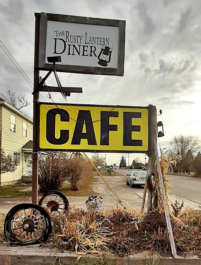 The sign that's guided hungry travelers for years. That yellow "CAFE" banner has saved more road trips than GPS ever could.