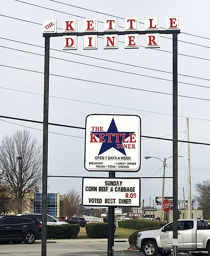 The roadside sign announcing your arrival at breakfast paradise. Like a lighthouse guiding hungry travelers to safe, delicious harbor.