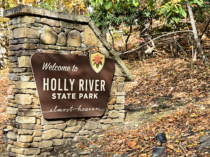 Almost Heaven indeed&mdash;the park entrance sign understates what lies beyond with classic West Virginia modesty.