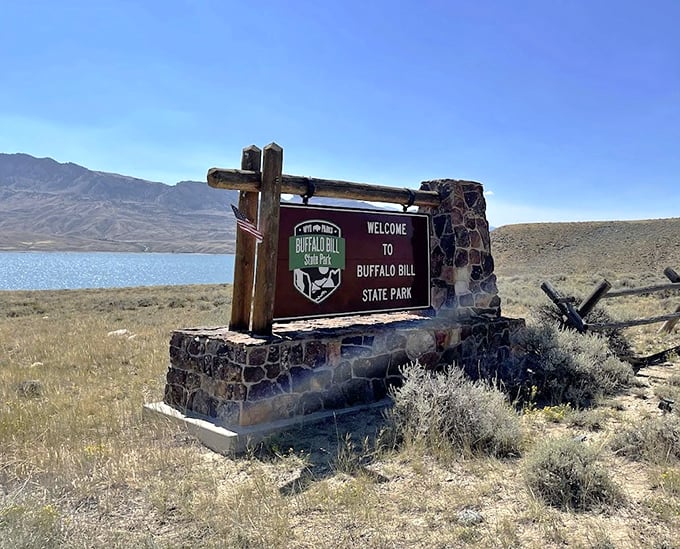 The most honest welcome sign in America. No false advertising here&mdash;just a promise of wild beauty that Buffalo Bill himself would recognize.