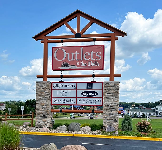 The roadside beacon that signals shopping salvation ahead. This sign has launched thousands of Wisconsin road trips and spontaneous detours.