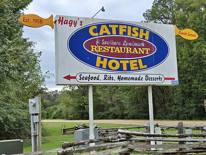 Since 1938, this sign has been guiding hungry travelers to catfish paradise&mdash;some traditions are worth preserving, especially delicious ones.