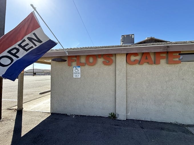 That "OPEN" flag might be the most beautiful sight for hungry pilots and road-trippers who've heard legends of Flo's country cooking.