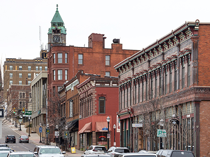 Historic South Front Street, where brick buildings have witnessed everything from the mining boom to tourists trying to parallel park.