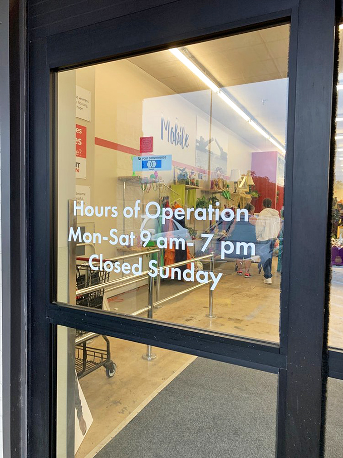 Store hours posted clearly, because treasure hunting requires proper planning and an early start.