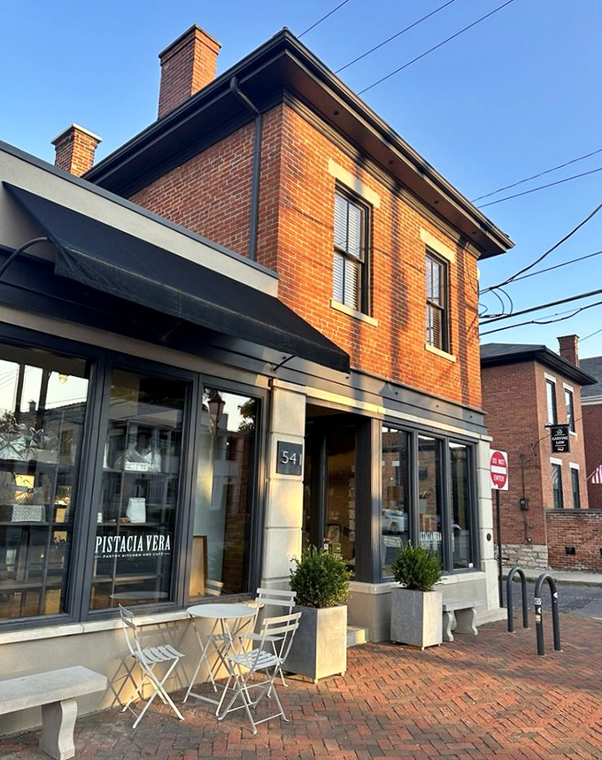 Pistacia Vera's storefront at golden hour – the moment when you realize this isn't just a bakery visit, it's a pilgrimage.
