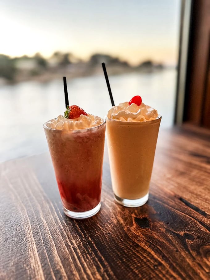 Frozen cocktails with a view of Monterey Bay&mdash;because sometimes paradise is simply a strawberry colada, a sunset, and the knowledge that dinner is coming.