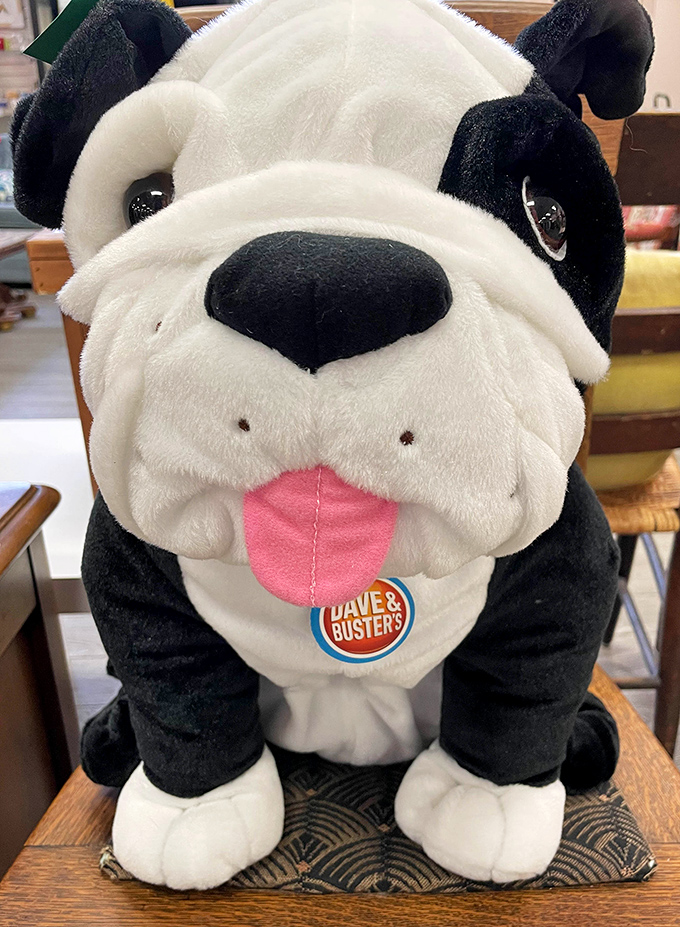 This Dave & Buster's bulldog plushie has seen some arcade action. Now he's ready to guard your couch with that perpetually playful tongue.