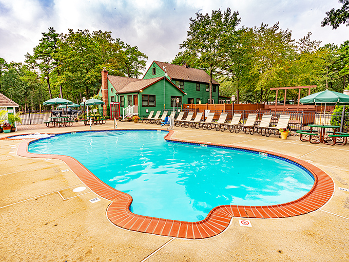 Resort-style amenities like this inviting pool area offer staycation vibes without airport hassles&mdash;just add a good book and your favorite beverage.