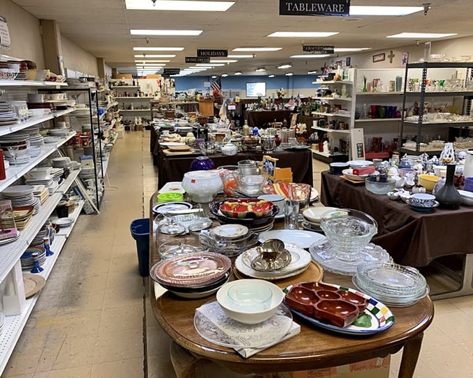 Dish department: where incomplete sets find new purpose. That lone serving platter isn't sad&mdash;it's just waiting for its solo career in your home.
