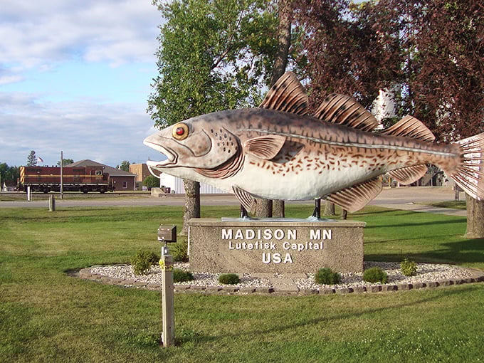 Morning light casts long shadows behind Madison's pride and joy, highlighting the town's commitment to celebrating its heritage.