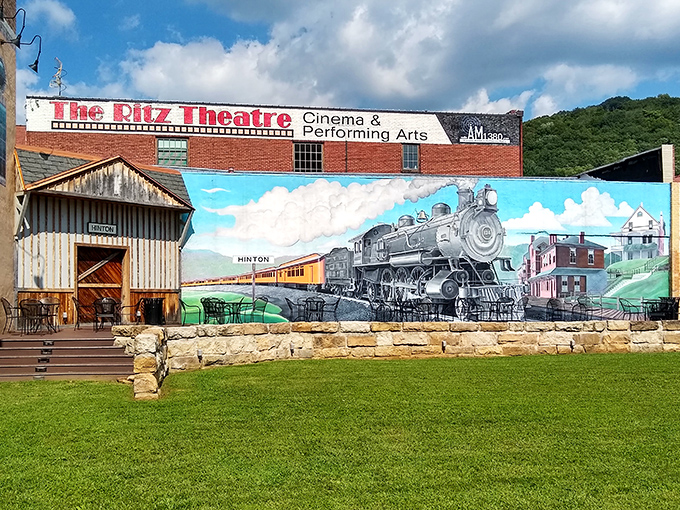 The Ritz Theatre's magnificent train mural reminds visitors that in Hinton, railroad heritage isn't just history&mdash;it's public art with a whistle.