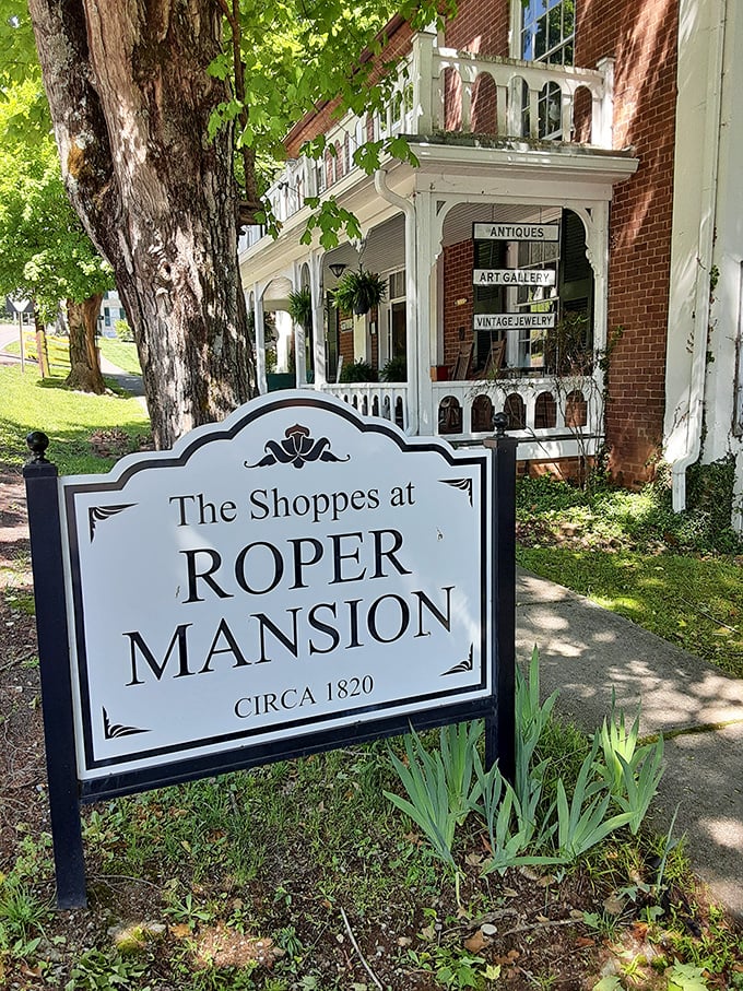 The Shoppes at Roper Mansion – because even 1820s architecture needs a little retail therapy now and then.