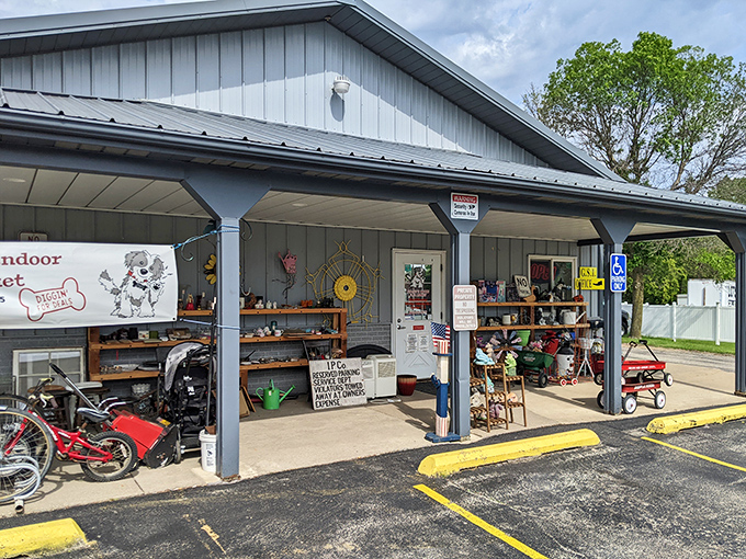 The unassuming entrance to wonderland. Behind this modest storefront lies a labyrinth of memories, treasures, and that one thing you didn't know you needed.