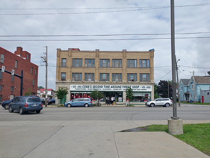 The historic brick building houses Cobb's massive inventory across multiple floors &ndash; a thrifter's cathedral where bargain-hunting dreams come true.