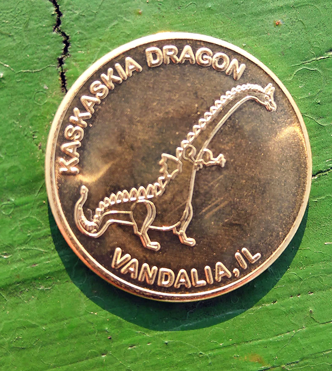 Commemorative tokens prove you survived an encounter with the Kaskaskia Dragon without getting singed or frightened away.