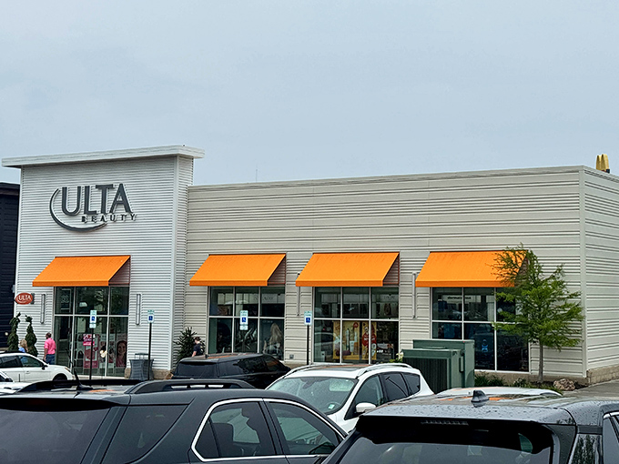 Ulta Beauty's distinctive orange awnings signal a sanctuary where "just browsing" becomes "somehow I spent $100 on lipstick."