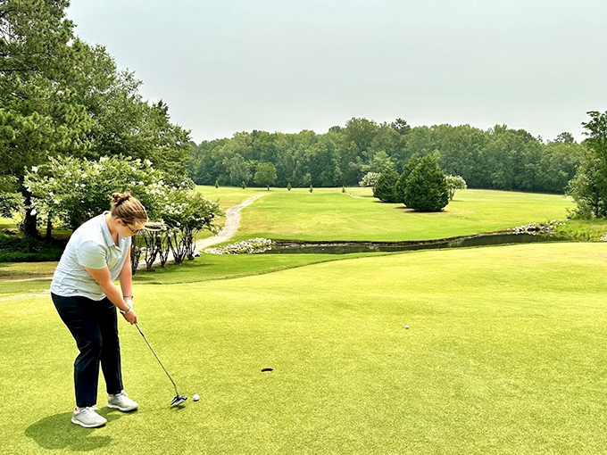 The golf course offers green spaces where stress melts away faster than butter on hot biscuits.