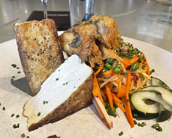 Artfully plated vegetarian options proving that meatless dishes can have more personality than most reality TV contestants&mdash;those pickled vegetables deserve their own fan club.