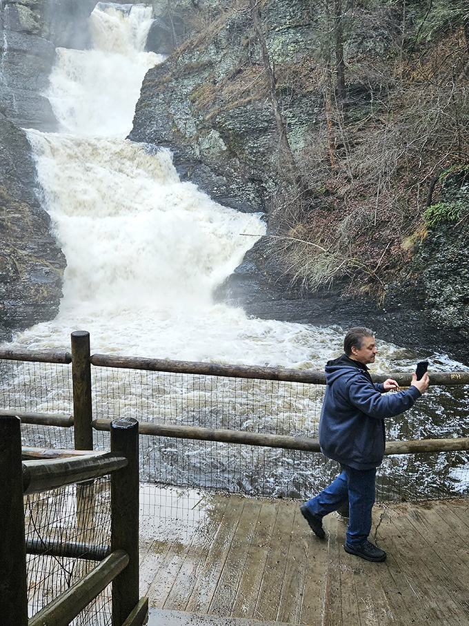 The viewing platform puts you front and center for nature's most impressive water show, mist included free.