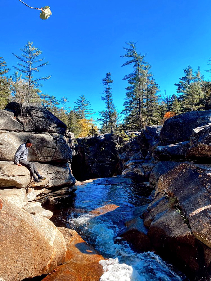 Nature's infinity pool: Crystal clear waters carving through ancient granite, creating the perfect spot for contemplation or impromptu geology lessons.